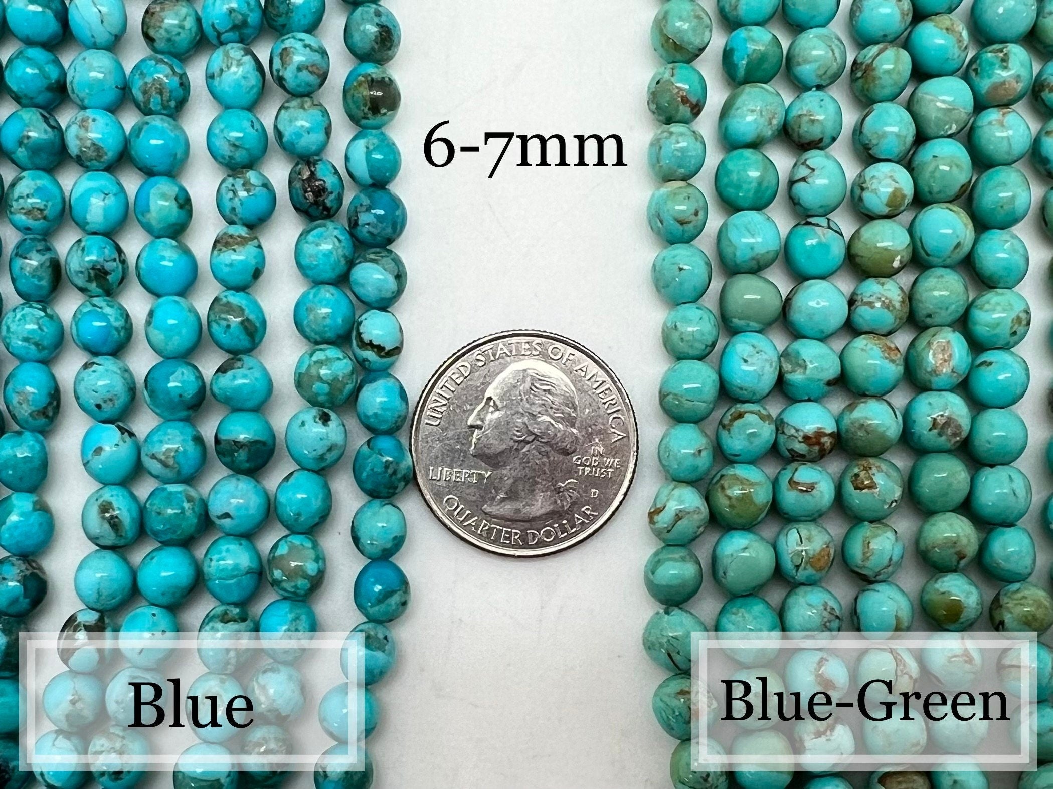 6-7mm Turquoise Semi Rounds/ Sold by 8" Strands | Kingman Turquoise
