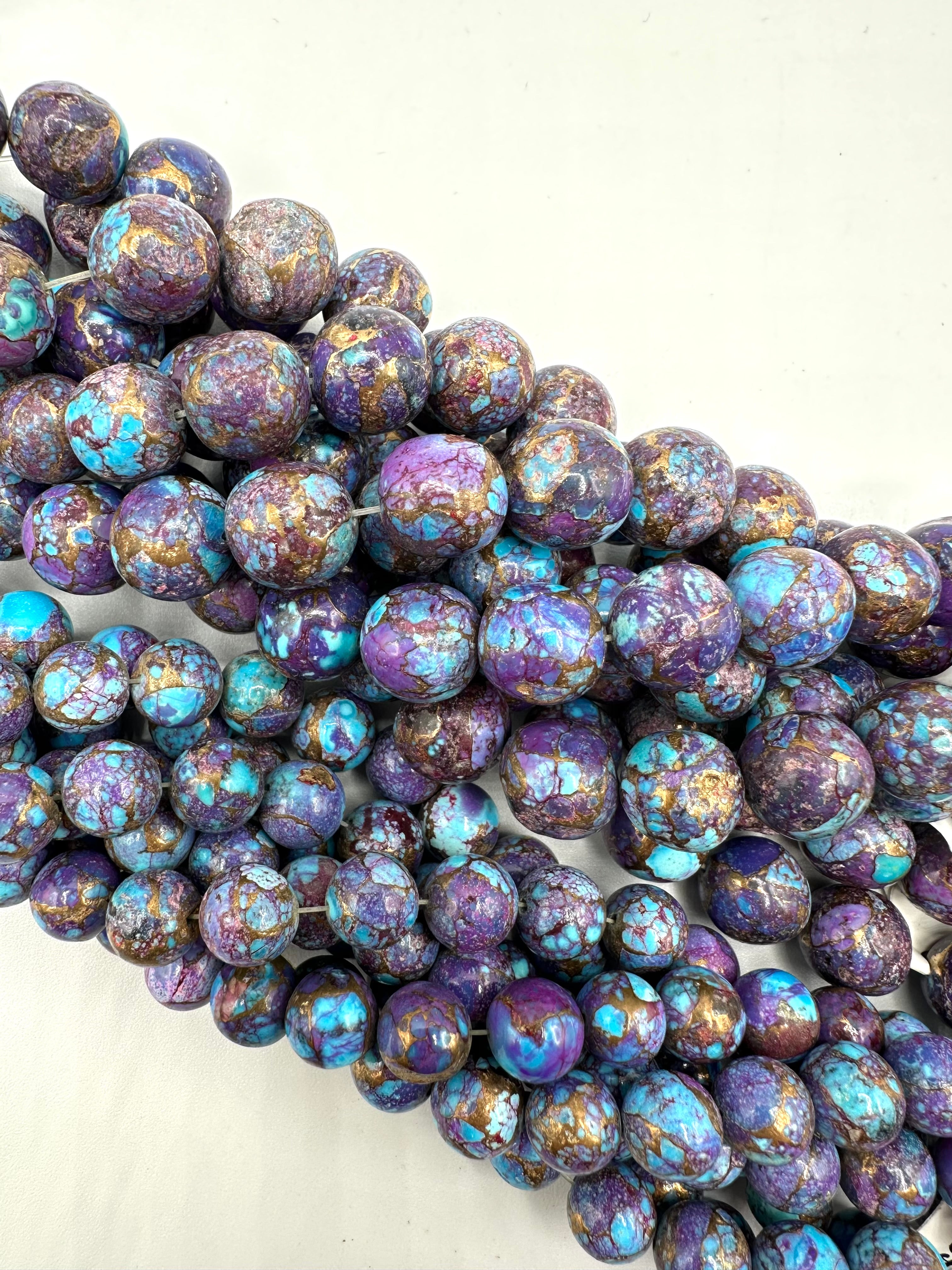 Mohave Purple Spotted Round Beads - Kingman Turquoise - 6-10mm - Sold ...