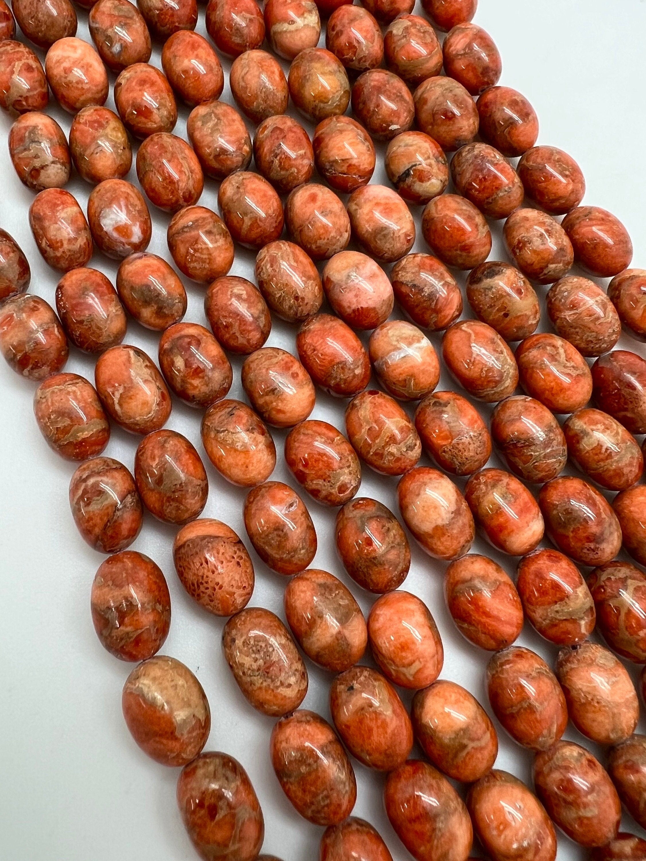 Approx. 8x10 mm Coral Potato Beads 8" | Kingman Turquoise