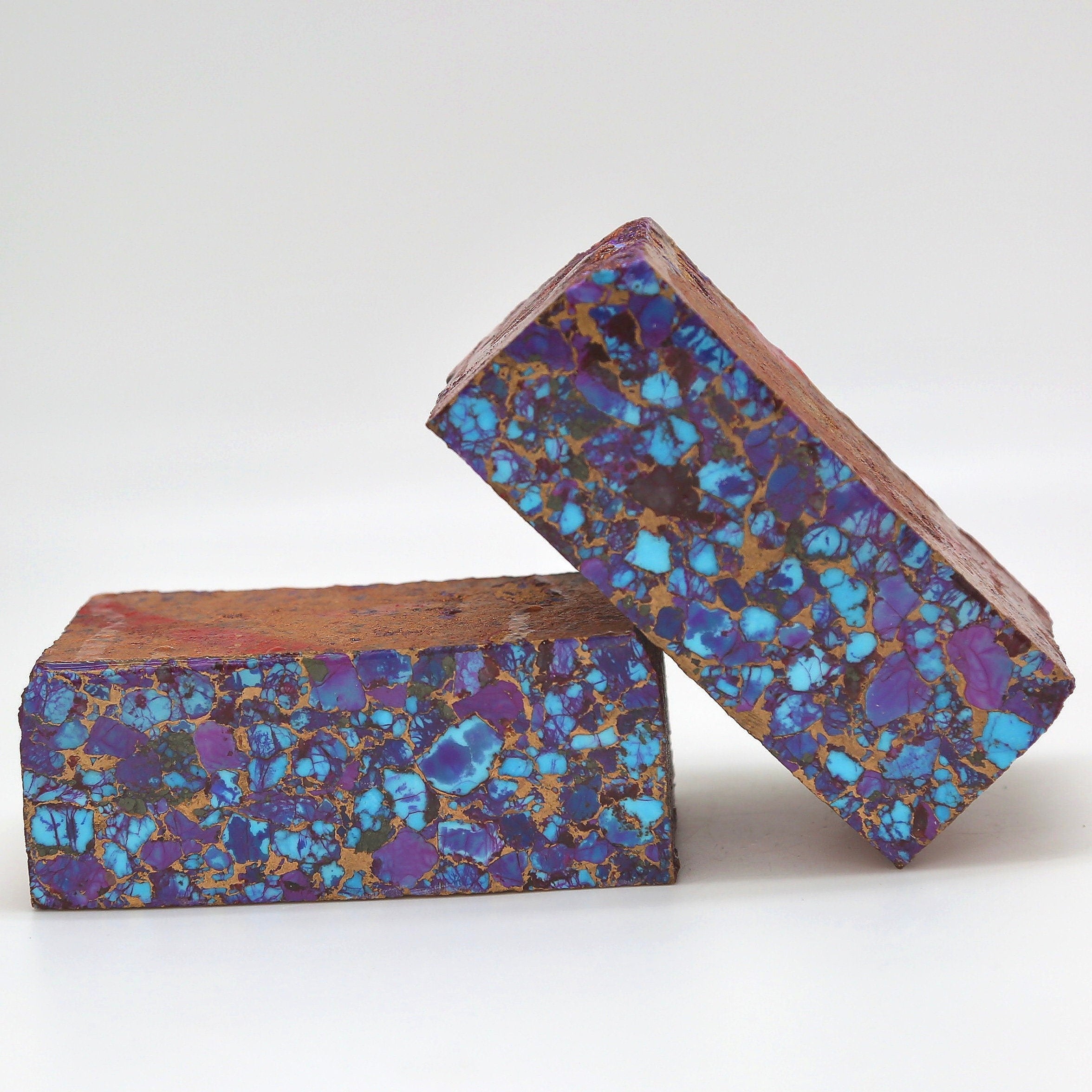Mohave Purple Blue Spotted TQ Bronze Block | Kingman Turquoise