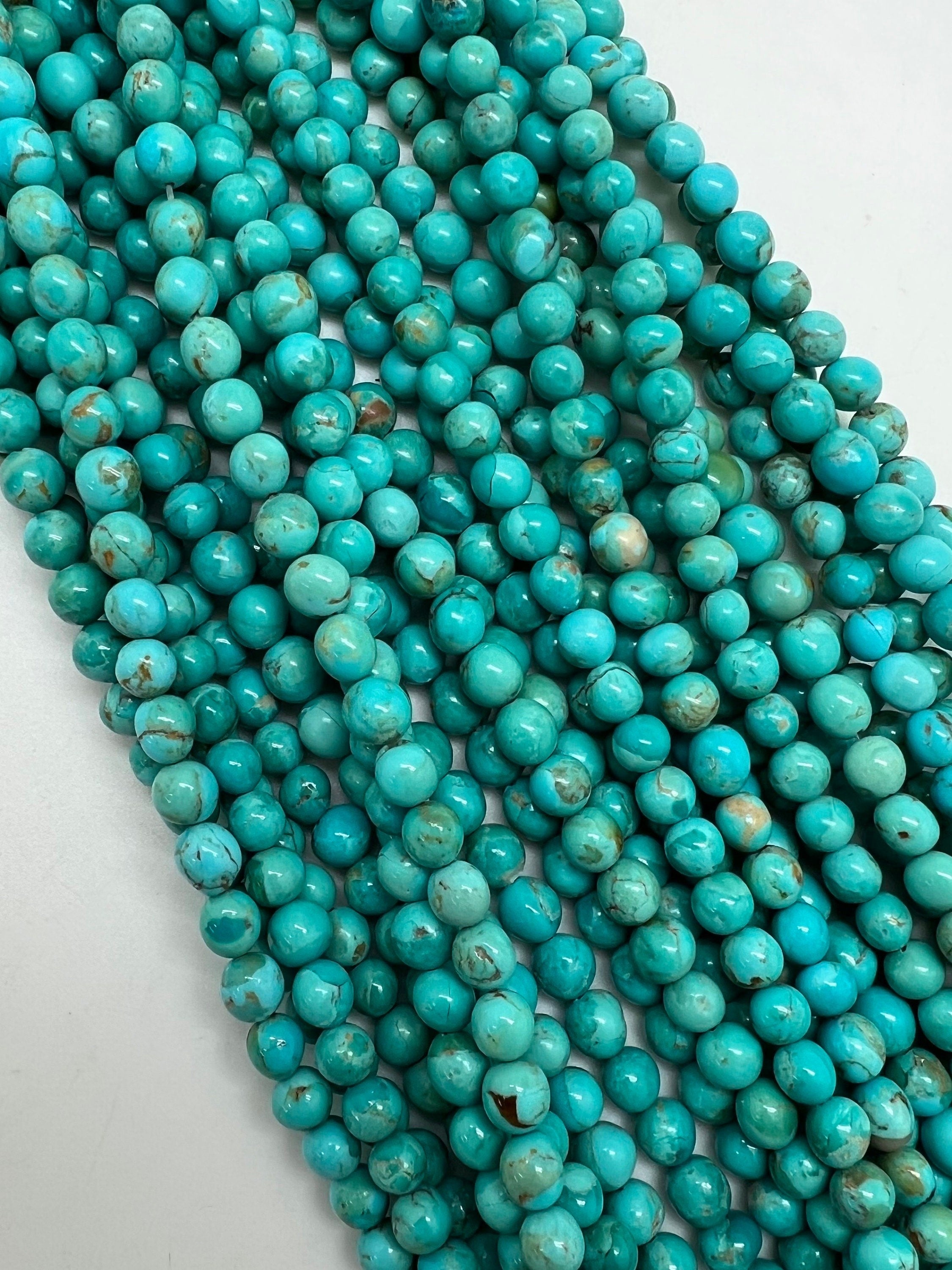 6mm Kingman Turquoise Semi Rounds/ Sold by 16" Strands | Kingman Turquoise