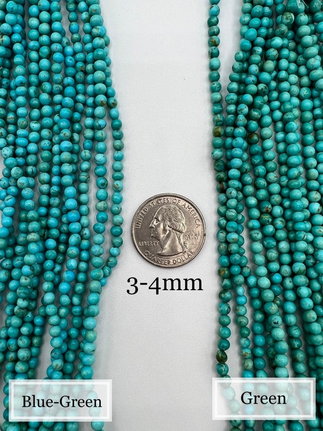 3-4 mm Turquoise Semi Rounds/ Sold by 8" Strands