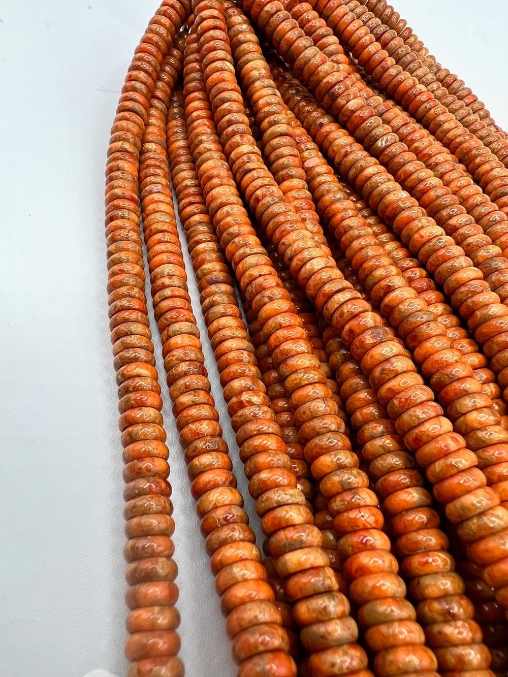 8 9mm Apple Coral Wafer Rondell Beads Kingman Turquoise