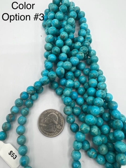 8-9mm Kingman Turquoise Round Beads | Kingman Turquoise